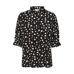 Kurzarmbluse Kaffe "Bluse kurzarm KAvelana", Damen, Gr. 38, schwarz (schwarz, wei&szlig; abstract print), Obermaterial: 50% Viskose CV. 50% Viskose LENZING ECOVERO CV LenzEcov., Blusen