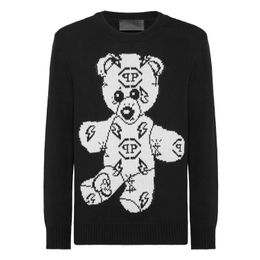 Rundhalspullover Philipp Plein "Teddy", Herren, Gr. L, schwarz-wei&szlig; (02, schwarz), Obermaterial: 80% Baumwolle, 20% Wolle, Pullover Rundhalspullover