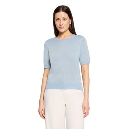 BETTY & CO Kurzarmshirt BETTY & CO "Damen mit Lurexfaden", Damen, Gr. 36, blau (glacier lake), Strick, Obermaterial: 74% Viskose, 26% Polyester, figurumspielend normal, Rundhals, Shirts