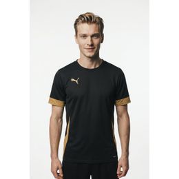 Fu&szlig;balltrikot Puma "TEAMGOAL MATCHDAY JERSEY", Herren, Gr. XL, Puma schwarz, Puma gold, matte gold, Interlock, Obermaterial: 100% Polyester, unifarben, regular fit normal, Rundhals, Trikots Fu&szlig;balltrikot, Trikot, f&uuml;r Sportmode und Streetwear, mit Rundhalsausschnitt