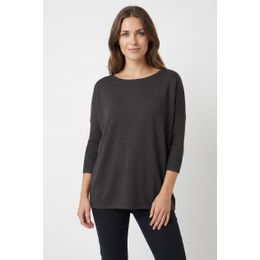 Strickpullover Freequent "FQJONE-PU", Damen, Gr. M (38), schwarz, Strick, Obermaterial: 80% Viskose, 20% Polyamid, unifarben, l&auml;ssig geschnitten h&uuml;ftbedeckend, Rundhals, extrabreites B&uuml;ndchen, Pullover Strickpullover, mit 3/4 Armen