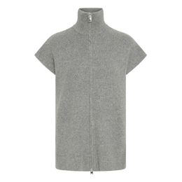Strickjacke Ichi "&Auml;rmellose IHDUCIE", Damen, Gr. L, grau (grau melange), Obermaterial: 55% Polyester PES. 30% Polyacryl PAN. 13% Nylon NY. 2% Elasthan EL., Strickjacken Strickjacke