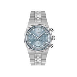 Chronograph BOSS "CANDOR PRIME", silber (silberfarben, hellblau), Armbanduhren, Herren, Chronograph, Quarzuhr, Armbanduhr, Herrenuhr, Edelstahlarmband, analog, Tag