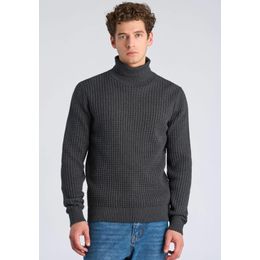 Rollkragenpullover LINDBERGH "Rollkragenpull Relaxed Fit", Herren, Gr. XL, charcoal mel, Obermaterial: 60% Baumwolle, 40% Polyester, hoch geschlossener Ausschnitt, Pullover Rollkragenpullover