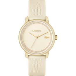 Quarzuhr Lacoste "Lacoste.12.12 GO", gold (cremefarben), Armbanduhren, Damen, Quarzuhr, Armbanduhr, Damenuhr, analog, Glaskristalle, Silikonarmband