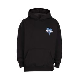Kapuzensweatshirt DROPSIZE "Dropsize BLUE BALLOON HOODIE", Herren, Gr. L, schwarz, 70% Baumwolle, 30% Polyester, bedruckt, Sweatshirts