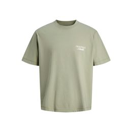 Jack & Jones PlusSize Kurzarmshirt "JORNORREBRO TYPO TEE SS CREW NECK PLS", Jungen, Gr. 6XL, seagrass print:ss 26, Jersey, Obermaterial: 100% Baumwolle, JACK & JONES PLUSSIZE, bedruckt, regular fit normal, Rundhals, gerader Abschluss, Shirts, Baumwolle, regular fit