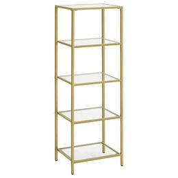 Boxxx Regal, Gold, Metall, Glas, 5 F&auml;cher, 40x124.5x30 cm, in verschiedenen Gr&ouml;&szlig;en erh&auml;ltlich, Typenauswahl, Beim&ouml;bel erh&auml;ltlich, Wohnzimmer, Regale, B&uuml;cherregale
