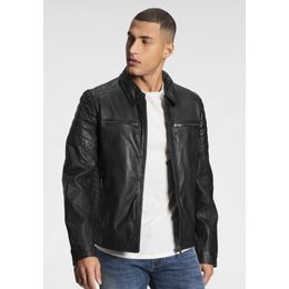 Lederjacke Bruno Banani "William", Herren, Gr. XL (54), schwarz, Obermaterial: 100% Lammnappaleder. Futter: 100% Baumwolle. &Auml;rmelfutter: 100% Polyester, schmal, Jacken, aus Lammnappaleder, mit Rei&szlig;verschlusstaschen, schmal geschnitten