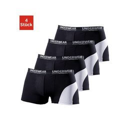 Boxer AUTHENTIC LE JOGGER "Boxershorts f&uuml;r Herren", Herren, Gr. 3 (XS), 4 Stk., schwarz (schwarz, schwarz), Jersey, Obermaterial: 95% Baumwolle, 5% Elasthan, unifarben, k&ouml;rpernah, Unterhosen, mit kontrastfarbenen Einsatz
