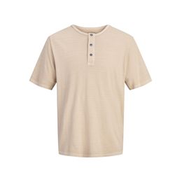 Jack & Jones T-Shirt JACK & JONES "JPRBLUAMAN SS HENLEY TEE SMU", Jungen, Gr. S, humus, Jersey, Obermaterial: 100% Baumwolle, unifarben, regular fit normal, Rundhals, Shirts T-Shirt