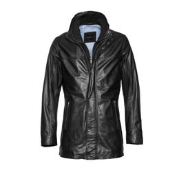 Lederjacke Bugatti "BUAGOSTINO", Herren, Gr. 50, schwarz, Obermaterial: 100% Lammleder LEL., regular fit, V-Ausschnitt, Jacken, aus weichem Leder
