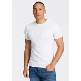 T-Shirt Replay, Jungen, Gr. XXL, wei&szlig;, Single Jersey, Obermaterial: 100% Baumwolle, unifarben, regular fit normal, Rundhals, abgesteppte Kante, Shirts T-Shirt, Baumwoll-Qualit&auml;t, Logoschriftzug