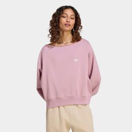 Sweatshirt adidas originals "ESS CRW LO", Damen, Gr. L, magic mauve, Obermaterial: 82% Baumwolle, 18% Polyester, normal, Rundhals, angesetztes B&uuml;ndchen, Sweatshirts Sweatshirt, mit sportlichem Stil, ohne Verschluss, in normaler L&auml;nge