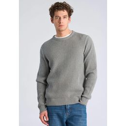 Strickpullover LINDBERGH "Strickpullover Relaxed Fit", Herren, Gr. L, grau mel, Obermaterial: 60% Baumwolle, 40% Polyester, Rundhals, Pullover Strickpullover
