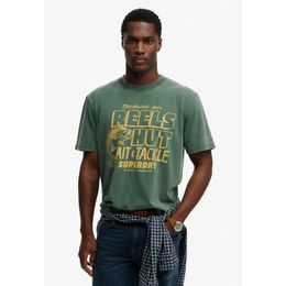 Rundhalsshirt Superdry "ROADSIDE TRADE LOOSE TEE", Jungen, Gr. L, hunter gr&uuml;n, Single Jersey, Obermaterial: 100% Baumwolle, loose fit, Rundhals, Shirts Rundhalsshirt