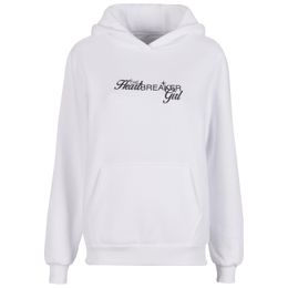 Kapuzenpullover MISS TEE "Miss Tee Heartbreaker Girl Ladies Fluffy Hoody", Damen, Gr. L, wei&szlig;, 70% Baumwolle, 30% Polyester, mehrfarbig, loose fit, ohne Ausschnitt, Pullover Kapuzenpullover