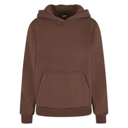 Kapuzensweatshirt Urban Classics "Urban Classics Ladies Fluffy Hoody", Damen, Gr. L, chocolatebraun, 70% Baumwolle, 30% Polyester, unifarben, Rundhals, Sweatshirts