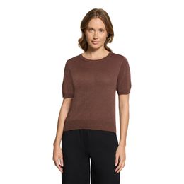 BETTY & CO Kurzarmshirt BETTY & CO "Damen mit Lurexfaden", Damen, Gr. 36, braun, Strick, Obermaterial: 74% Viskose, 26% Polyester, figurumspielend normal, Rundhals, Shirts