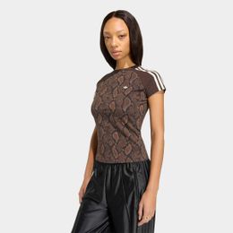 T-Shirt adidas originals "CALI TEE", Damen, Gr. L, braun (earth strata, aurora coffee), Obermaterial: 93% Baumwolle, 7% Elasthan, normal, Rundhals, Shirts T-Shirt, mit Rundhalsausschnitt, in normaler L&auml;nge