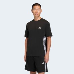 T-Shirt adidas Performance "WORKOUT ESSENTIALS FEELREADY 3-STREIFEN", Herren, Gr. L, schwarz, wei&szlig;, Obermaterial: 70% Polyester, 30% Baumwolle, Rundhals, Shirts T-Shirt, mit Rundhalsausschnitt, sportlicher Stil, aus Single Jersey