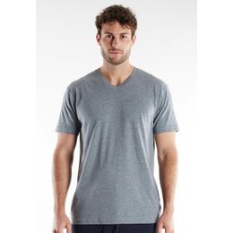 G&ouml;tzburg T-Shirt G&Ouml;TZBURG, Jungen, Gr. 50, grau (grau, mittel, uni), Single Jersey, Obermaterial: 100% Baumwolle, regular fit h&uuml;ftbedeckend, V-Ausschnitt, Shirts T-Shirt, V-Ausschnitt, Single-Jersey Qualit&auml;t, kurzarm