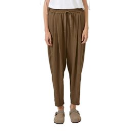 Stoffhose s.Oliver, Damen, Gr. 36, N-Gr, teak braun, Web, Obermaterial: 74% Viskose, 26% Polyamid, unifarben, normal lang, Hosen Stoffhose, Leichte Sommerhose mit Bindeband