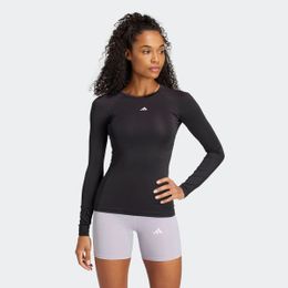 Funktionsshirt adidas Performance "TF LS T", Damen, Gr. M, schwarz, Obermaterial: 83% Polyester, 17% Elasthan, Rundhals, Shirts Funktionsshirt, mit Rundhalsausschnitt, ohne Verschluss, aus Polyester