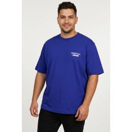 Jack & Jones PlusSize Kurzarmshirt "JORNORREBRO TYPO TEE SS CREW NECK PLS", Jungen, Gr. 4XL, bluing print:ss 26, Jersey, Obermaterial: 100% Baumwolle, JACK & JONES PLUSSIZE, bedruckt, regular fit normal, Rundhals, gerader Abschluss, Shirts, Baumwolle, regular fit