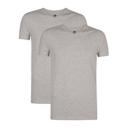 T-Shirt PETROL INDUSTRIES "Men Body Fit V-Neck - 2PACK", Jungen, Gr. S (36), light grau melee, Jersey, Obermaterial: 90% Baumwolle, 10% Viskose, k&ouml;rpernah normal, V-Ausschnitt, Shirts T-Shirt, Auch ideal zum Unterziehen