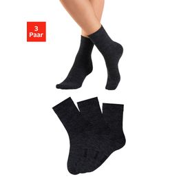 Socken Bench. "Wollsocken", Damen, Gr. 35-38, grau (3x anthrazit), Elasthan, Polyamid, Wolle, unifarben, Socken Socken, Damensocken aus flauschigem Material mit w&auml;rmender Wolle