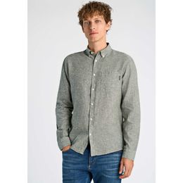 Leinenhemd LINDBERGH "Leinenhemd (Langarm) Relaxed Fit", Herren, Gr. XXL, Normalgr&ouml;&szlig;en, gr&uuml;n (army), Obermaterial: 55% Leinen, 45% Baumwolle, Hemden