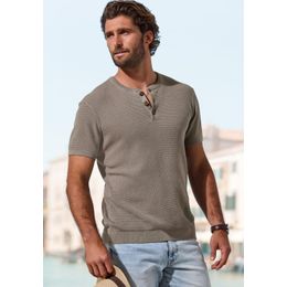 Henleyshirt John Devin "- Strickshirt", Jungen, Gr. L, taupe, Strick, Obermaterial: 100% Baumwolle, regular fit normal, Rundhals, Rippstrickb&uuml;ndchen, Shirts, Rundhalsausschnitt mit kleiner Knopfleiste