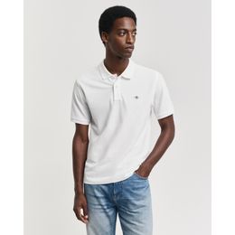 Poloshirt Gant "REG EMB ARCHIVE SHIELD POLO", Herren, Gr. L, wei&szlig;, Web, Obermaterial: 100% Baumwolle, unifarben, regular fit normal, Rundhals, eingesetzt,&Auml;rmel ohne &Auml;rmelschlitz angesetztes B&uuml;ndchen, Shirts, Mit Schlitzen an der Seite