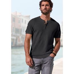 Henleyshirt John Devin "- Strickshirt", Jungen, Gr. L, anthra, Strick, Obermaterial: 100% Baumwolle, regular fit normal, Rundhals, Rippstrickb&uuml;ndchen, Shirts, Rundhalsausschnitt mit kleiner Knopfleiste