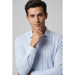 Langarmhemd DESOTO "Casual Kent 1/1", Herren, Gr. L, N-Gr, blau (light blau stripes), Jersey, Obermaterial: 100% Baumwolle, gestreift, slim fit normal, Manschette, Hemden, Businesshemd, Kentkragen, Jersey, schmale Form