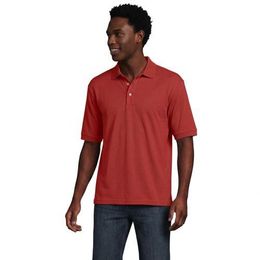 LANDS' END Supima Kurzarm-Polo, Classic Fit, Herren,  Orange, Baumwolle, by Lands' End