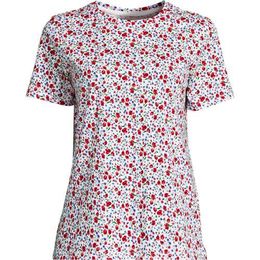 LANDS' END Supima Kurzarm-Shirt mit rundem Ausschnitt, Damen,  Wei&szlig;, Baumwolle, by Lands' End