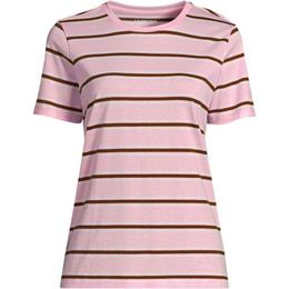 LANDS' END Supima Kurzarm-Shirt mit rundem Ausschnitt, Damen,  Pink, Baumwolle, by Lands' End