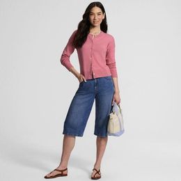 LANDS' END Kurzer Feinstrick-Cardigan aus Baumwolle, Damen,  Rot, Baumwolle, by Lands' End
