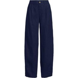 LANDS' END Premium Reinleinen-Barrelhose mit Bundfalten, Damen,  Blau, Leinen, by Lands' End