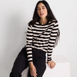 LANDS' END Lang&auml;rmeliges Supima-Shirt mit Rundausschnitt, Damen,  Wei&szlig;, by Lands' End