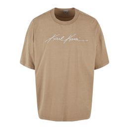 T-Shirt Karl Kani "Karl Kani KK Autograph Washed Boxy Tee", Jungen, Gr. L, sand, 100% Baumwolle, bedruckt, oversize, Rundhals, Shirts T-Shirt
