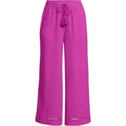 LANDS' END 7/8-Schlupfhose aus Musselin, Damen,  Pink, Baumwolle, by Lands' End
