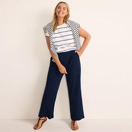 LANDS' END Jersey-Bundfaltenhose mit weitem Bein, Damen,  Blau, Baumwolle, by Lands' End