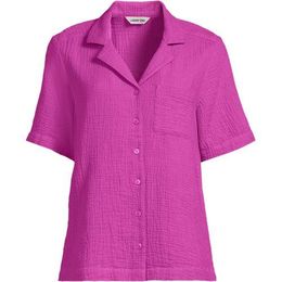 LANDS' END Kurz&auml;rmelige Musselin-Bluse, Damen,  Pink, Baumwolle, by Lands' End