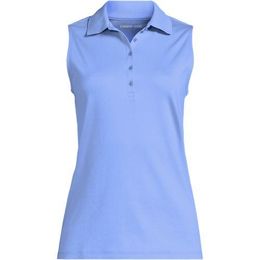 LANDS' END &Auml;rmelloses Supima-Poloshirt, Damen,  Blau, Baumwolle, by Lands' End