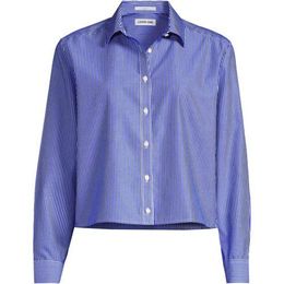 LANDS' END Kurze, b&uuml;gelfreie Hemdbluse, Damen,  Blau, Baumwolle, by Lands' End