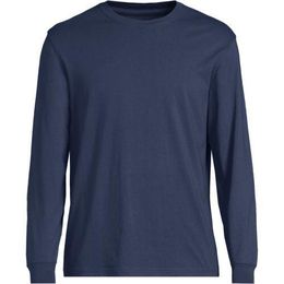 LANDS' END Super-T Langarm-Shirt, Classic Fit, Herren,  Blau, Baumwolle, by Lands' End