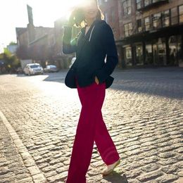 LANDS' END Webhose mit seitlichem Streifenn f&uuml;r Damen in Petite-Gr&ouml;&szlig;e, Damen, size: petite, Rot, Polyester/Polyester-Mischung, by Lands' End
